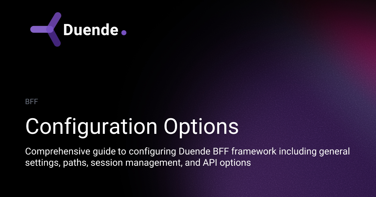 Configuration Options | Duende Software Docs