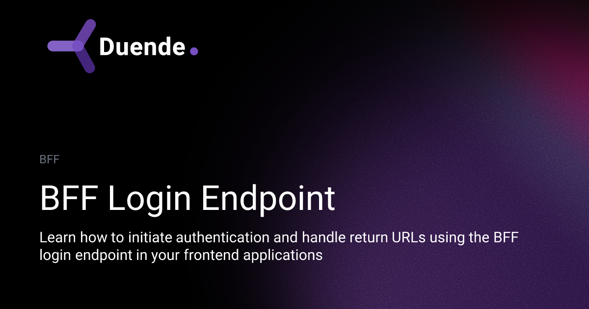 BFF Login Endpoint | Duende Software Docs
