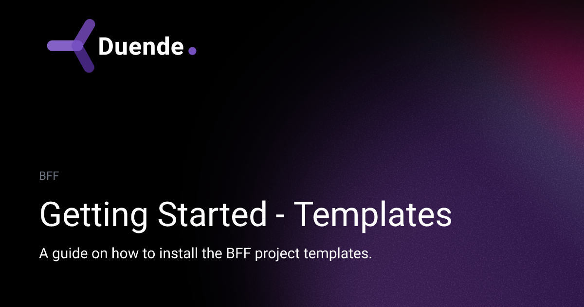 Getting Started Templates Duende Software Docs