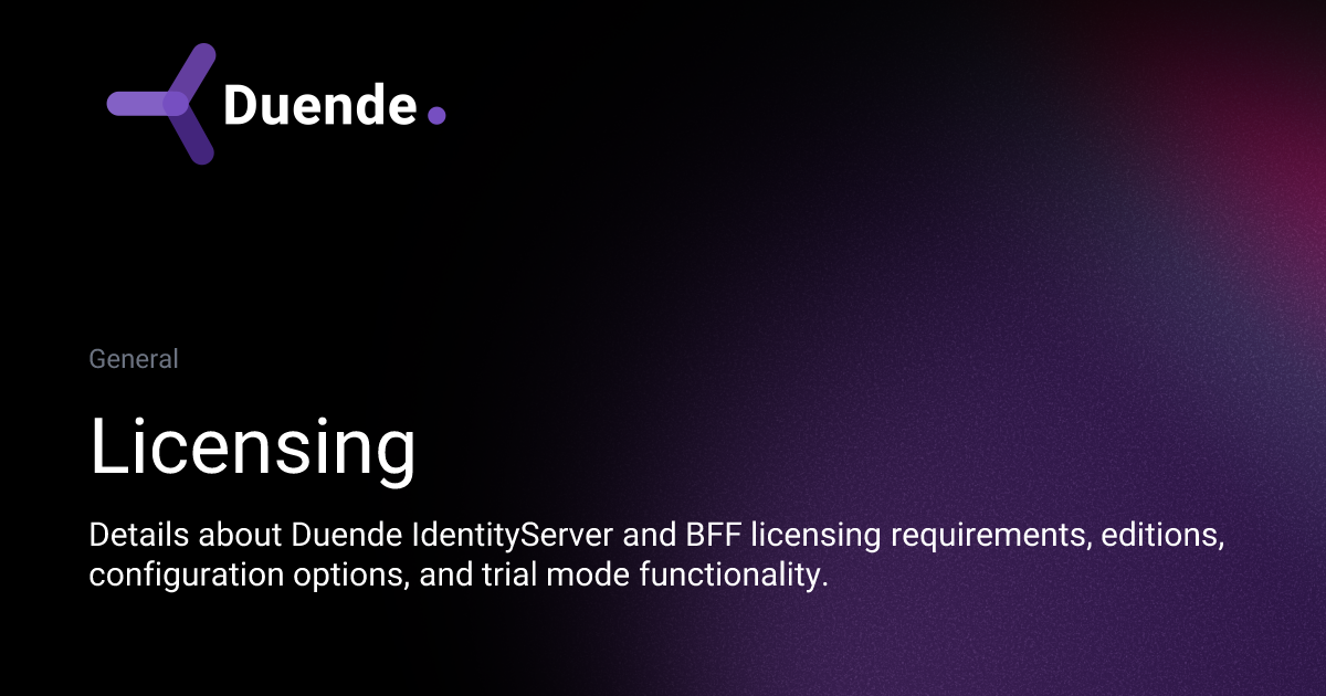 Licensing | Duende Software Docs
