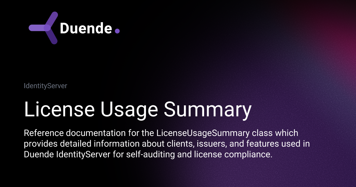License Usage Summary | Duende Software Docs