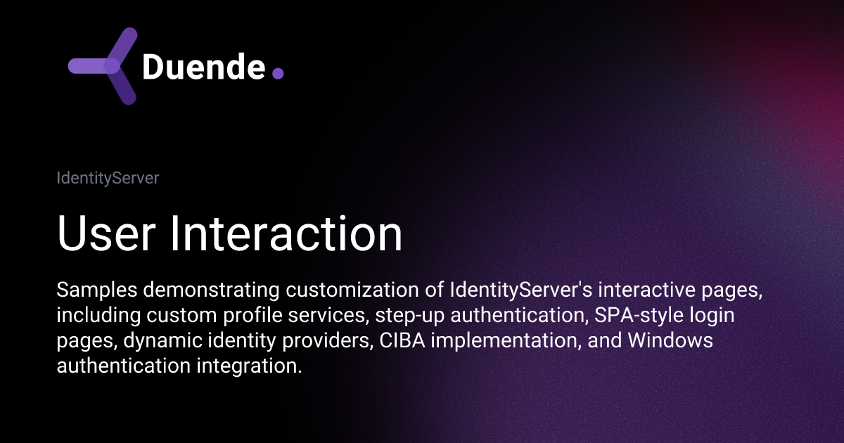 User Interaction | Duende Software Docs
