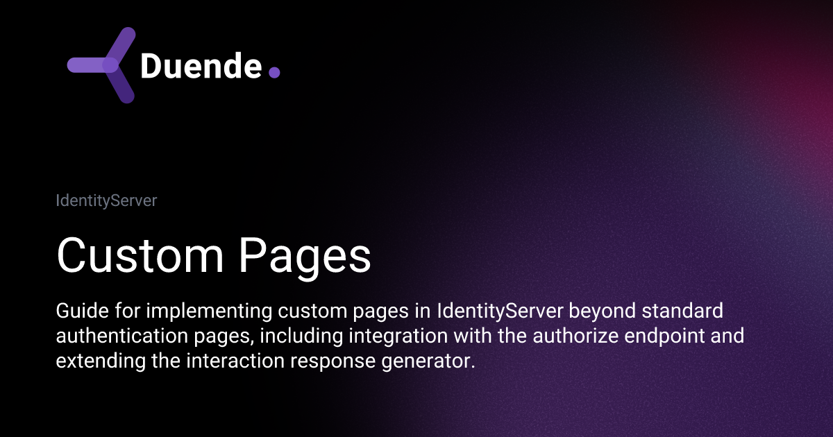 Custom Pages | Duende Software Docs