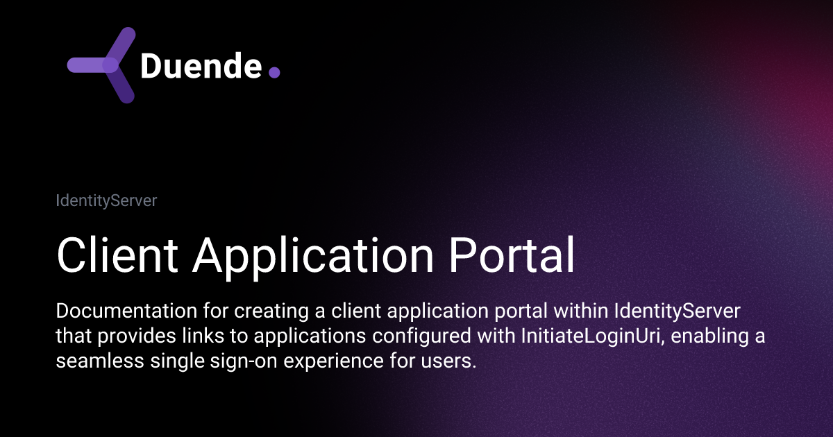 Client Application Portal | Duende Software Docs