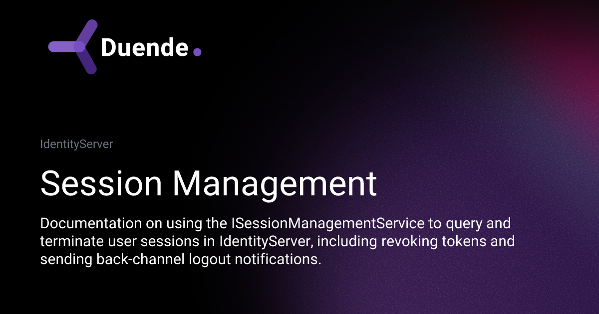 Session Management | Duende Software Docs